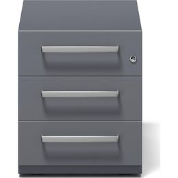 Bisley Rollcontainer Note , mit 3 Universalschubladen, HxBxT 495 x 420 x 775 mm, mit Griff, anthrazitgrau