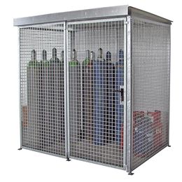 eurokraft pro Gasflaschen-Gittercontainer, mit Dach und Einfl&uuml;geltor, BxT 2100 x 1500 mm