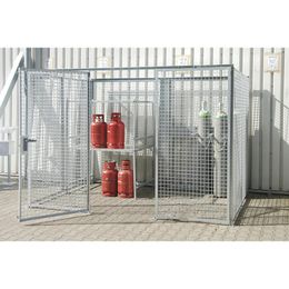 eurokraft pro Gasflaschen-Gittercontainer, ohne Dach, mit Einfl&uuml;geltor, BxT 3100 x 2100 mm