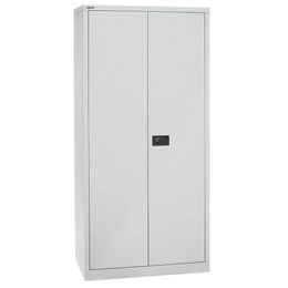 Bisley UNIVERSAL Flügeltürenschrank, HxBxT 1950 x 914 x 500 mm, 4 verzinkte Fachböden, 5 Ordnerhöhen, lichtgrau