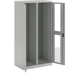 LISTA Sichtfensterschrank, HxBxT 1950 x 1000 x 580 mm, mit Trennwand, lichtgrau