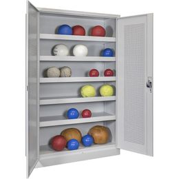 Pavoy Ball-Fl&uuml;gelt&uuml;rschrank, H&ouml;he 1950 mm, mit Lochblech-T&uuml;ren, Breite 1200 mm, grau