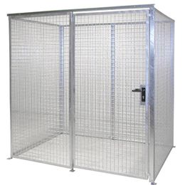 eurokraft pro Gasflaschen-Gittercontainer, ohne Dach, mit Einfl&uuml;geltor, BxT 2100 x 1500 mm