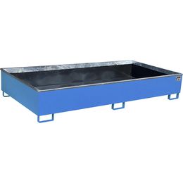 eurokraft pro Regal-Bodenwanne mit PE-Einsatz, 1000 l Auffangvolumen, LxBxH 2665 x 1315 x 440 mm, blau, ab 3 Stk
