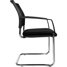 Topstar Netz-Stapelstuhl, Freischwinger, VE 2 Stk, Sitz schwarz, Gestell chrom