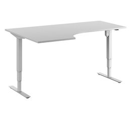 Schreibtisch Atlanta, elektrisch höhenverstellbar, Ecke, BxT 1800 x 1200 mm, lichtgrau/weiß, links kaiserkraft