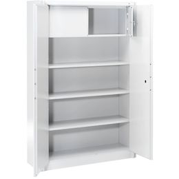 C+P Feuergeschützter Stahlschrank, gemäß DIN 4102, HxBxT 1950 x 1200 x 500 mm, lichtgrau, mit Schließfach