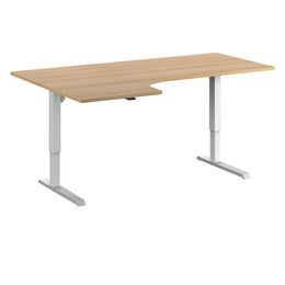 eurokraft basic Schreibtisch Venla, elektrisch höhenverstellbar, Ecke, BxT 1800 x 1200 mm, Buche/weiß, links