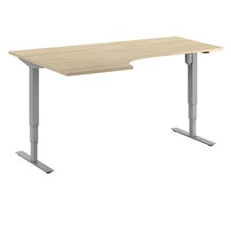 Schreibtisch Atlanta, elektrisch höhenverstellbar, Ecke, BxT 1800 x 1200 mm, Eiche/silber, links kaiserkraft
