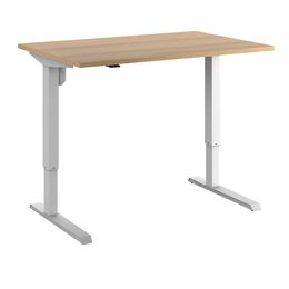 eurokraft basic Schreibtisch Venla, elektrisch höhenverstellbar, gerade, BxT 1200 x 800 mm, Buche/weiß