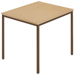 Rechtecktisch, Vierkantrohr beschichtet, BxT 800 x 800 mm, Buche natur / braun kaiserkraft