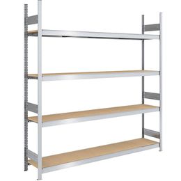 hofe Großfach-Steckregal mit Spanplatten, Höhe 2500 mm, Breite 2250 (2 x 1125) mm, Feldlast 1750 kg, Tiefe 500 mm, Grundregal
