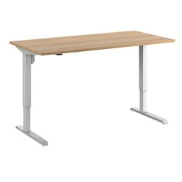 eurokraft basic Schreibtisch Venla, elektrisch höhenverstellbar, gerade, BxT 1600 x 800 mm, Buche/weiß