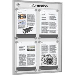 Schaukasten f&uuml;r innen, f&uuml;r Format 2 x 2 DIN A4, Rahmen silber eloxiert kaiserkraft