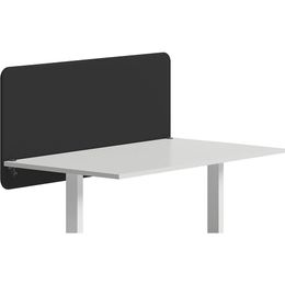 Akustik-Tischtrennwand Standard mit abgerundeten Ecken, H&ouml;he 650 mm, Textil, Breite 1400 mm, schwarz kaiserkraft