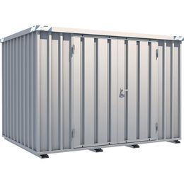 Schnellbau-Container, verzinkt, Außen-BxHxT 2100 x 2100 x 3100 mm, 2 Flügeltüren lange Seite kaiserkraft
