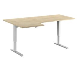 eurokraft basic Schreibtisch Venla, elektrisch höhenverstellbar, Ecke, BxT 1800 x 1200 mm, Eiche/weiß, links