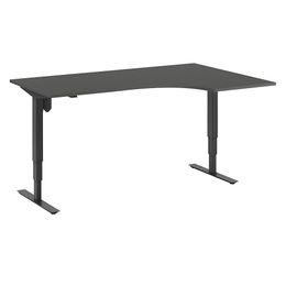 Schreibtisch Atlanta, elektrisch höhenverstellbar, Ecke, BxT 1800 x 1200 mm, dunkelgrau/schwarz, rechts kaiserkraft