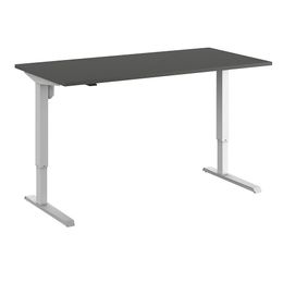 eurokraft basic Schreibtisch Venla, elektrisch höhenverstellbar, gerade, BxT 1600 x 800 mm, dunkelgrau/weiß
