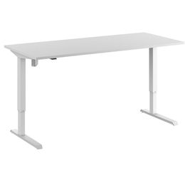 eurokraft basic Schreibtisch Venla, elektrisch höhenverstellbar, gerade, BxT 1800 x 800 mm, lichtgrau/weiß