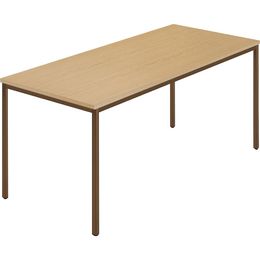 Rechtecktisch, Vierkantrohr beschichtet, BxT 1600 x 800 mm, Buche natur / braun kaiserkraft