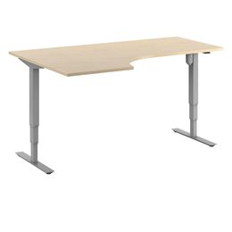 Schreibtisch Atlanta, elektrisch höhenverstellbar, Ecke, BxT 1800 x 1200 mm, Birke/silber, links kaiserkraft