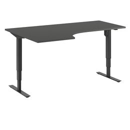 Schreibtisch Atlanta, elektrisch höhenverstellbar, Ecke, BxT 1800 x 1200 mm, dunkelgrau/schwarz, links kaiserkraft