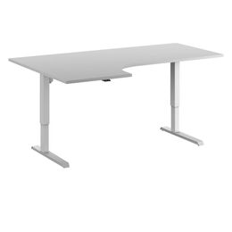 eurokraft basic Schreibtisch Venla, elektrisch höhenverstellbar, Ecke, BxT 1800 x 1200 mm, lichtgrau/weiß, rechts