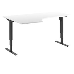 Schreibtisch Atlanta, elektrisch höhenverstellbar, Ecke, BxT 1800 x 1200 mm, weiß/schwarz, links kaiserkraft