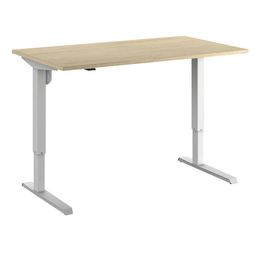 eurokraft basic Schreibtisch Venla, elektrisch höhenverstellbar, gerade, BxT 1400 x 800 mm, Eiche/weiß