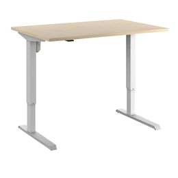 eurokraft basic Schreibtisch Venla, elektrisch höhenverstellbar, gerade, BxT 1200 x 800 mm, Birke/weiß