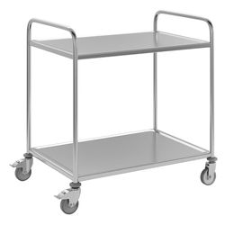 Edelstahl-Servierwagen, 2 Etagen, verzinkte Rolle, Reifen aus Gummi, LxBxH 1070 x 670 x 970 mm kaiserkraft
