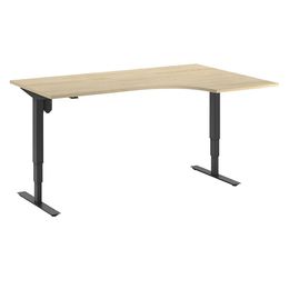Schreibtisch Atlanta, elektrisch höhenverstellbar, Ecke, BxT 1800 x 1200 mm, Eiche/schwarz, rechts kaiserkraft