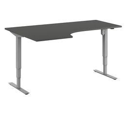 Schreibtisch Atlanta, elektrisch höhenverstellbar, Ecke, BxT 1800 x 1200 mm, dunkelgrau/silber, links kaiserkraft