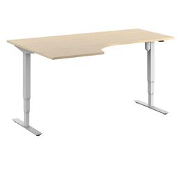 Schreibtisch Atlanta, elektrisch höhenverstellbar, Ecke, BxT 1800 x 1200 mm, Birke/weiß, links kaiserkraft