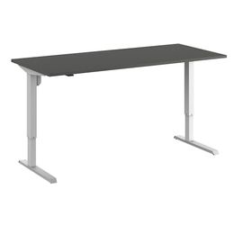 eurokraft basic Schreibtisch Venla, elektrisch höhenverstellbar, gerade, BxT 1800 x 800 mm, dunkelgrau/weiß