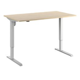 eurokraft basic Schreibtisch Venla, elektrisch höhenverstellbar, gerade, BxT 1400 x 800 mm, Birke/weiß