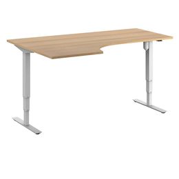 Schreibtisch Atlanta, elektrisch höhenverstellbar, Ecke, BxT 1800 x 1200 mm, Buche/weiß, links kaiserkraft