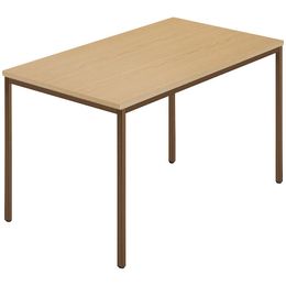 Rechtecktisch, Vierkantrohr beschichtet, BxT 1200 x 800 mm, Buche natur / braun kaiserkraft