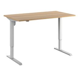 eurokraft basic Schreibtisch Venla, elektrisch höhenverstellbar, gerade, BxT 1400 x 800 mm, Buche/weiß