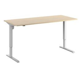 eurokraft basic Schreibtisch Venla, elektrisch höhenverstellbar, gerade, BxT 1800 x 800 mm, Birke/weiß