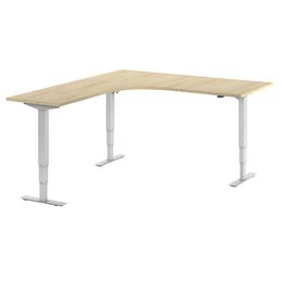 Schreibtisch Atlanta, elektrisch höhenverstellbar, L-Form, BxT 1800 x 2000 mm, Eiche/weiß, links kaiserkraft
