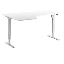 Schreibtisch Atlanta, elektrisch höhenverstellbar, Ecke, BxT 1800 x 1200 mm, weiß/weiß, links kaiserkraft