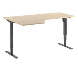 Schreibtisch Atlanta, elektrisch höhenverstellbar, Ecke, BxT 1800 x 1200 mm, Birke/schwarz, links kaiserkraft