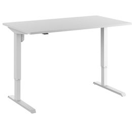 eurokraft basic Schreibtisch Venla, elektrisch höhenverstellbar, gerade, BxT 1400 x 800 mm, lichtgrau/weiß