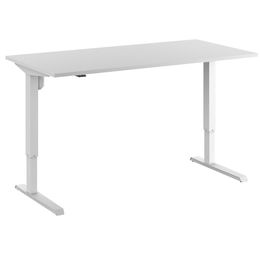 eurokraft basic Schreibtisch Venla, elektrisch höhenverstellbar, gerade, BxT 1600 x 800 mm, lichtgrau/weiß