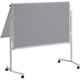 Maul Moderationstafel Maulpro, klappbar, Textil-Oberfläche, grau, BxH 1200 x 1500 mm