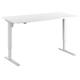 eurokraft basic Schreibtisch Venla, elektrisch höhenverstellbar, gerade, BxT 1600 x 800 mm, weiß/weiß