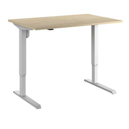 eurokraft basic Schreibtisch Venla, elektrisch höhenverstellbar, gerade, BxT 1200 x 800 mm, Eiche/weiß