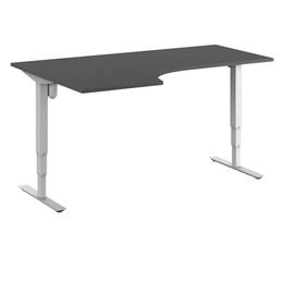 Schreibtisch Atlanta, elektrisch höhenverstellbar, Ecke, BxT 1800 x 1200 mm, dunkelgrau/weiß, links kaiserkraft